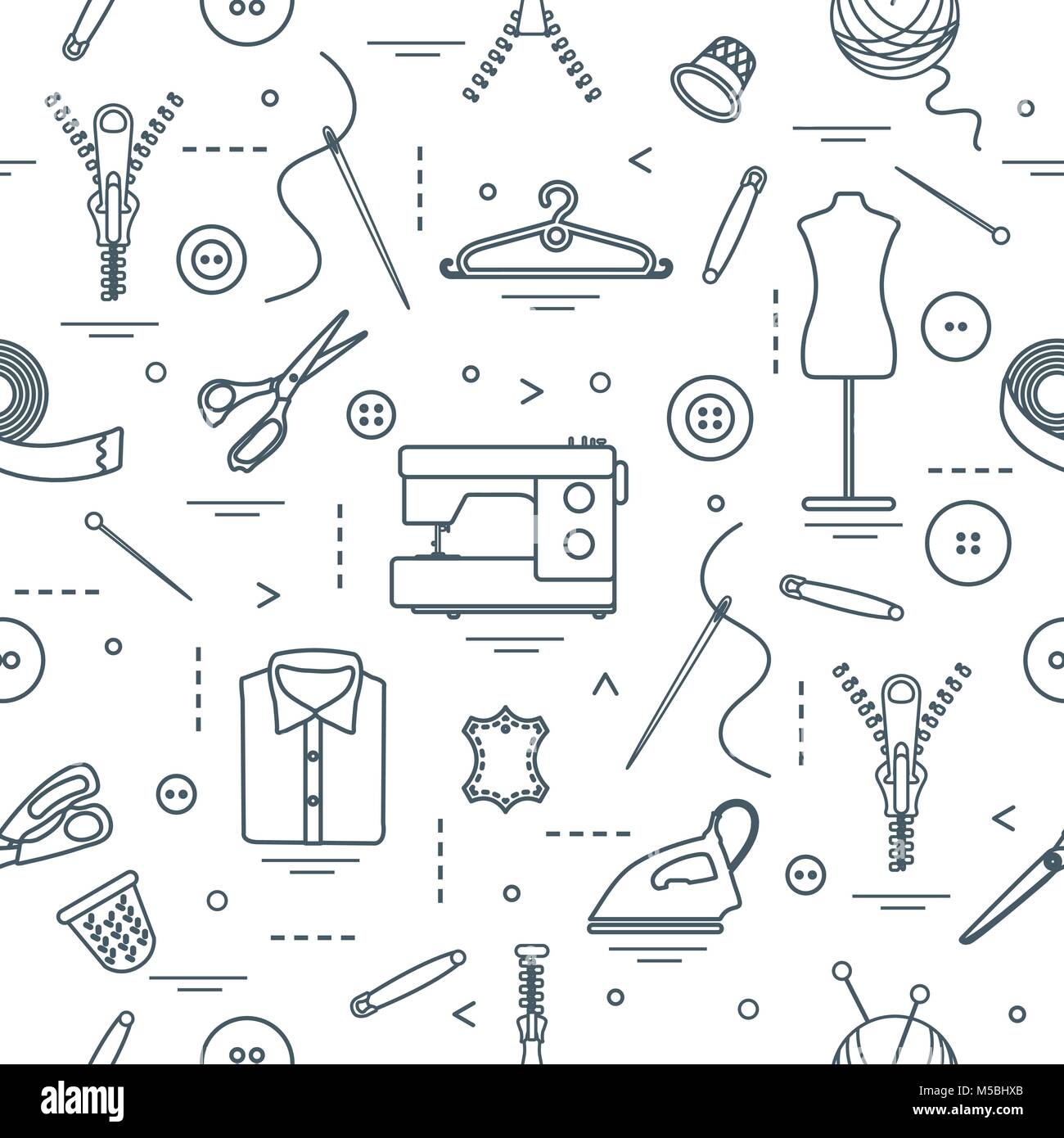 Seamless pattern with tools and accessories for sewing. Template for ...