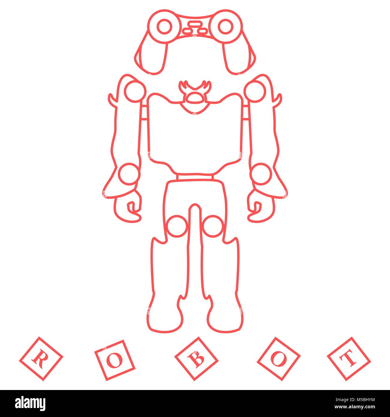 Toys for children: robot, remote control, cubes. Design for banner ...