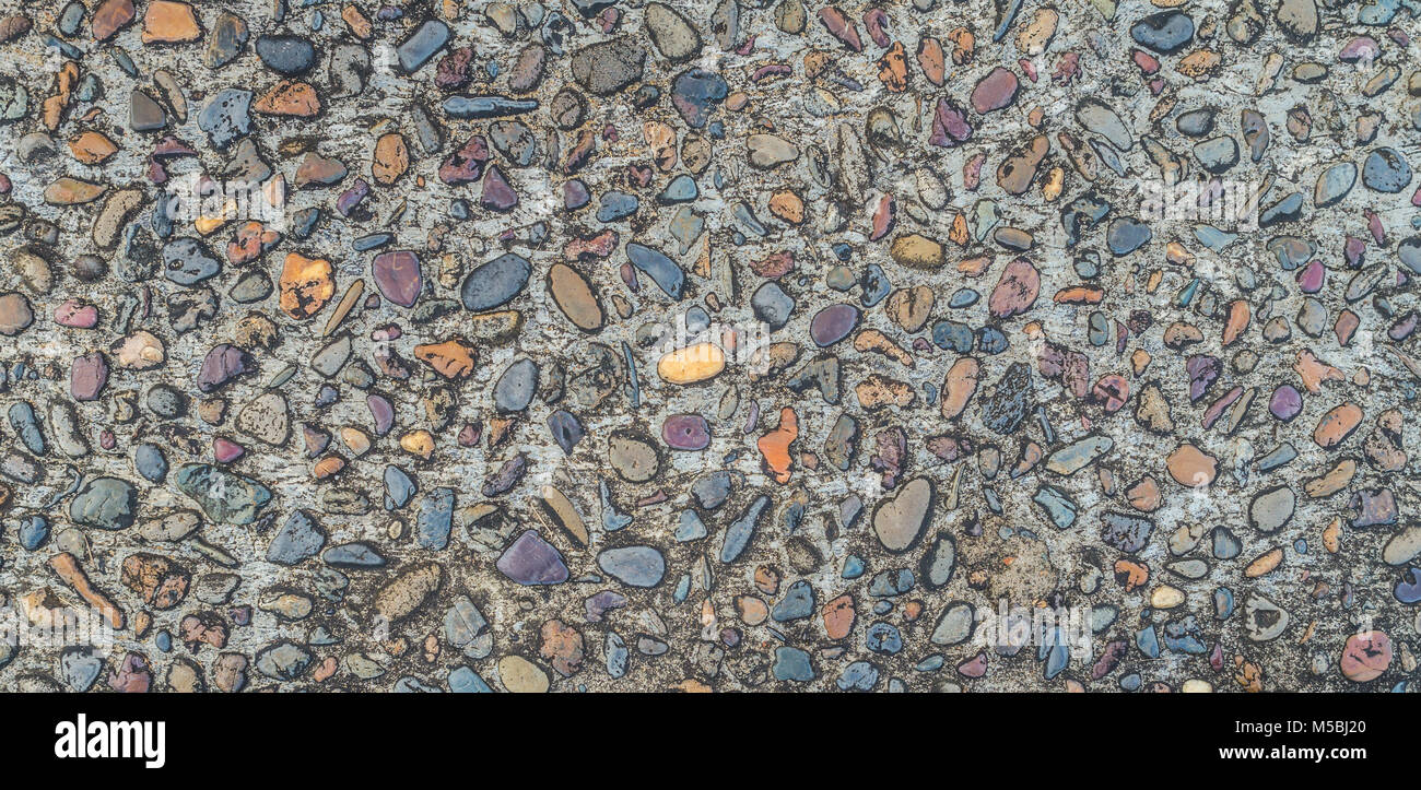 Decorative pavement texture, pattern of gravel stones, colorful texture ...