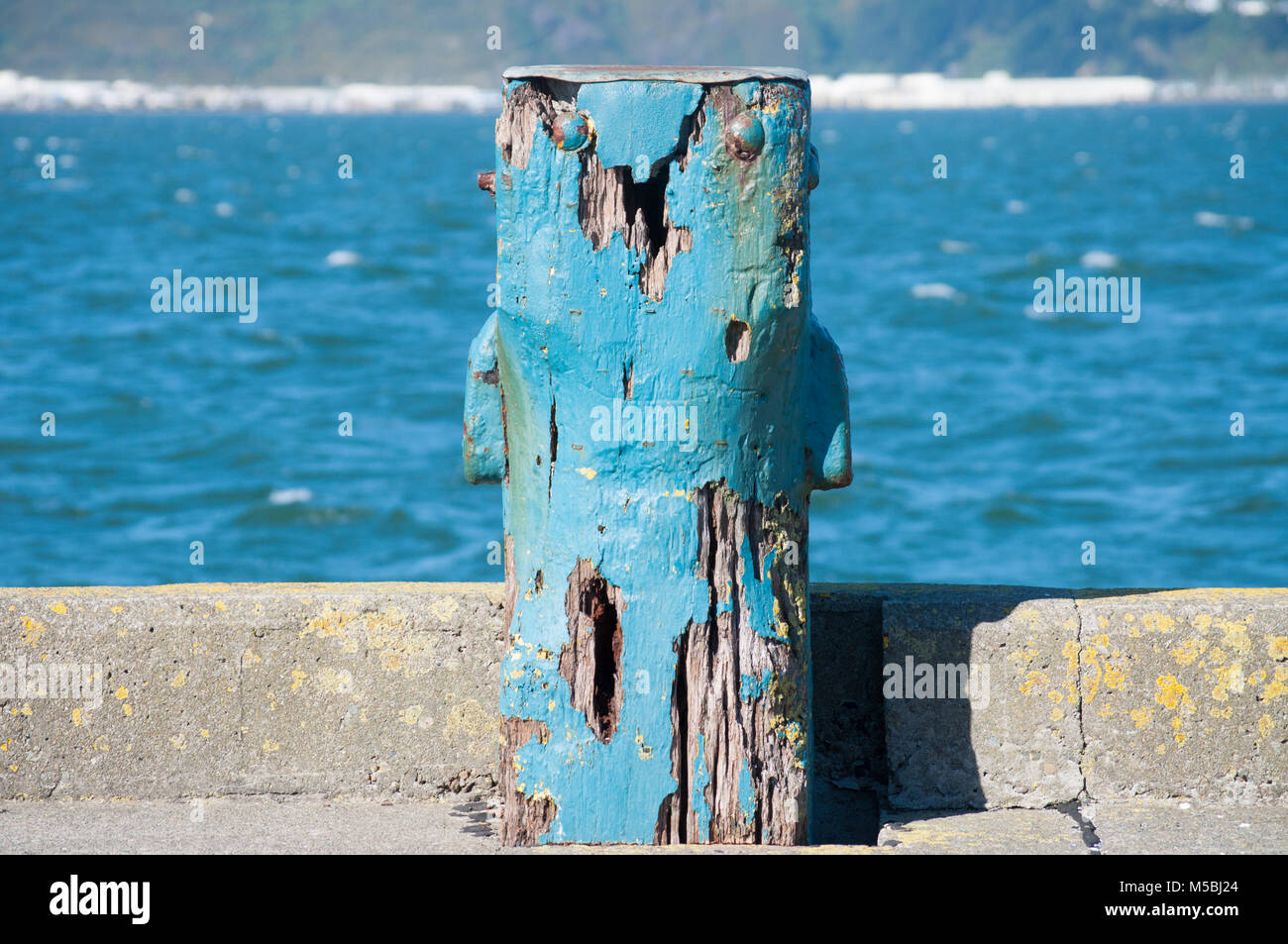 Blue Wharf Post Stock Photo - Alamy