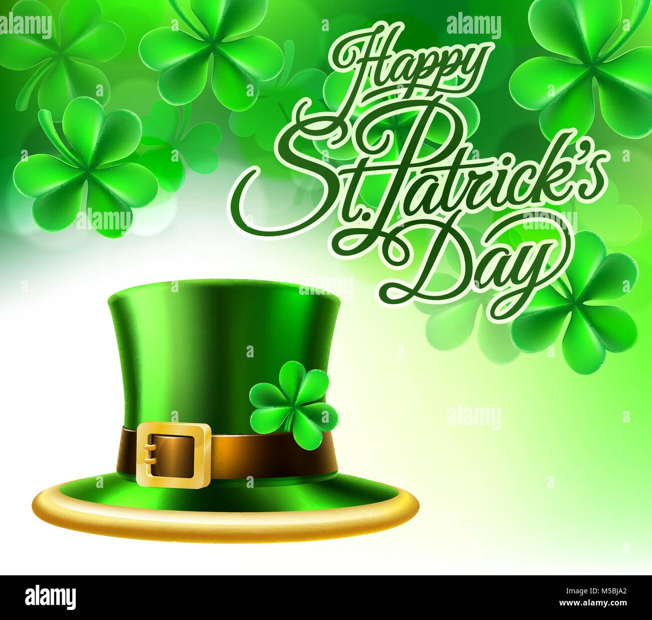 Happy St Patricks Day Leprechaun Hat Shamrock Sign Stock Vector Image ...