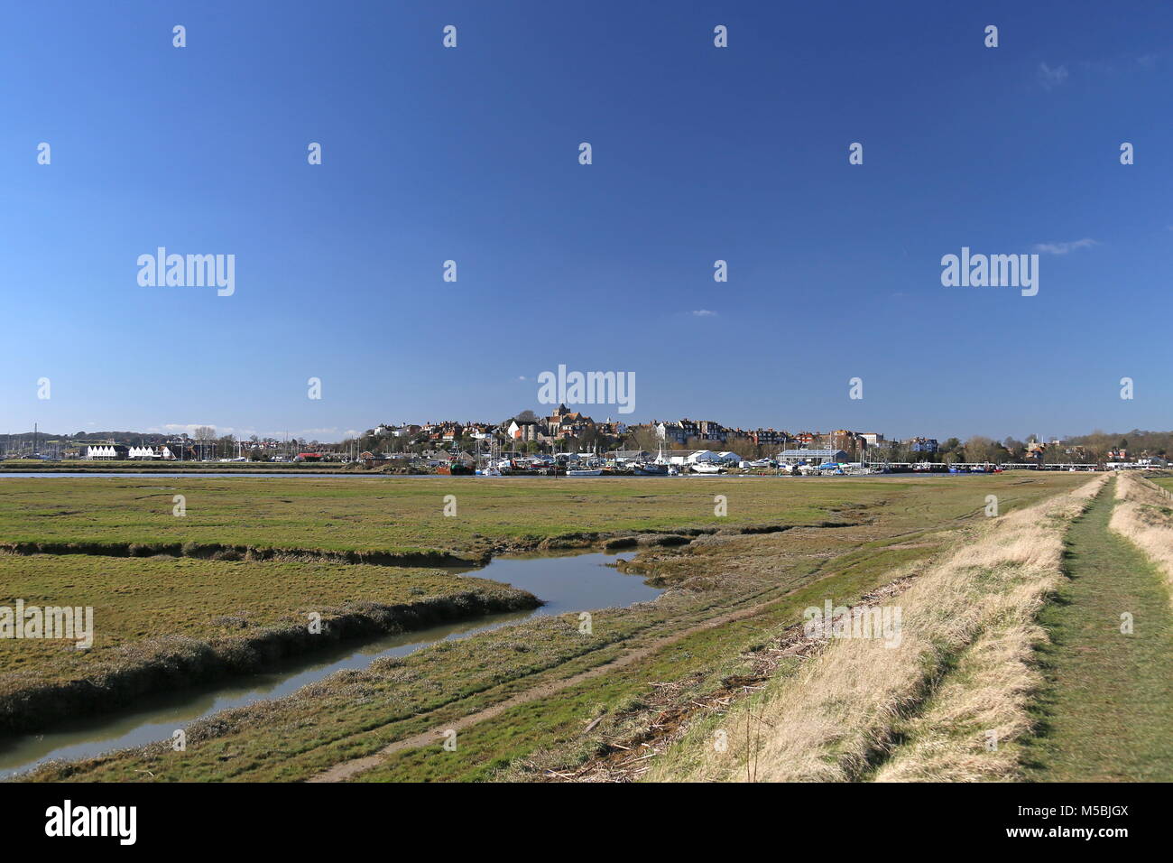 Rye seen from north of the River Rother, East Sussex, England, Great ...