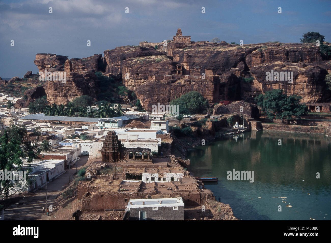 Aerial view of badami cave temple, Badami, Karnataka, India Stock Photo ...