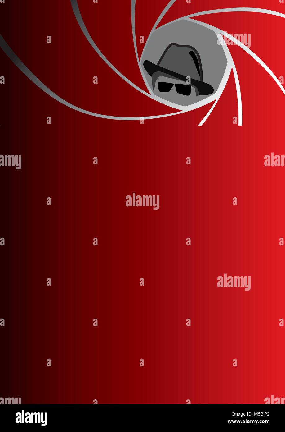 Silhouette of spy, secret agent, detective or gangster in fedora hat ...