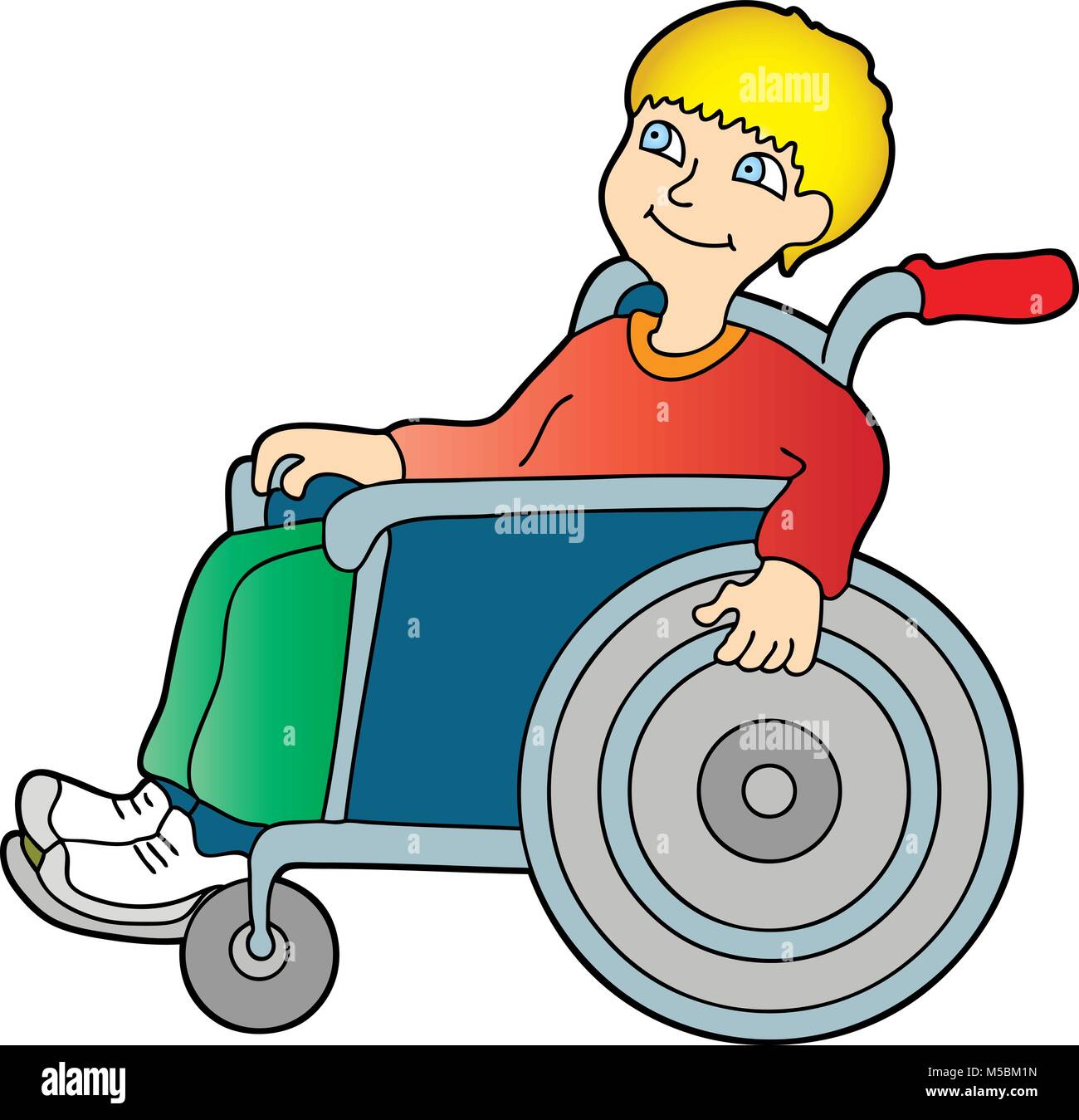 Disabled boy in wheelchair Stock Vector Images - Alamy