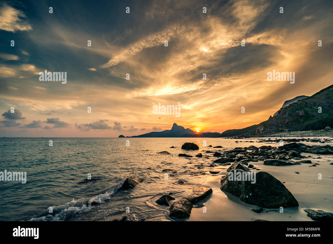 Sunset on mountain Love. View from Nhát beach. Con Dao island, Ba Ria ...