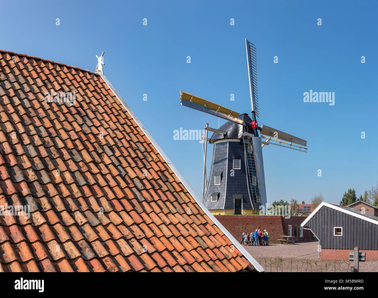Mill-on-a-mound called De Bataaf Stock Photo - Alamy