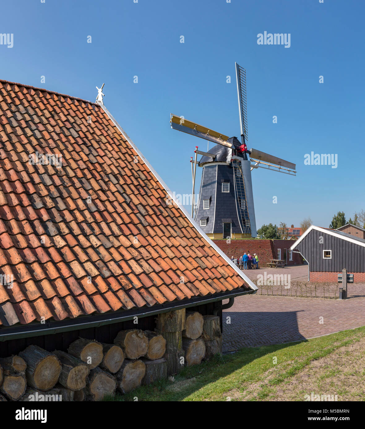 Mill-on-a-mound called De Bataaf Stock Photo - Alamy
