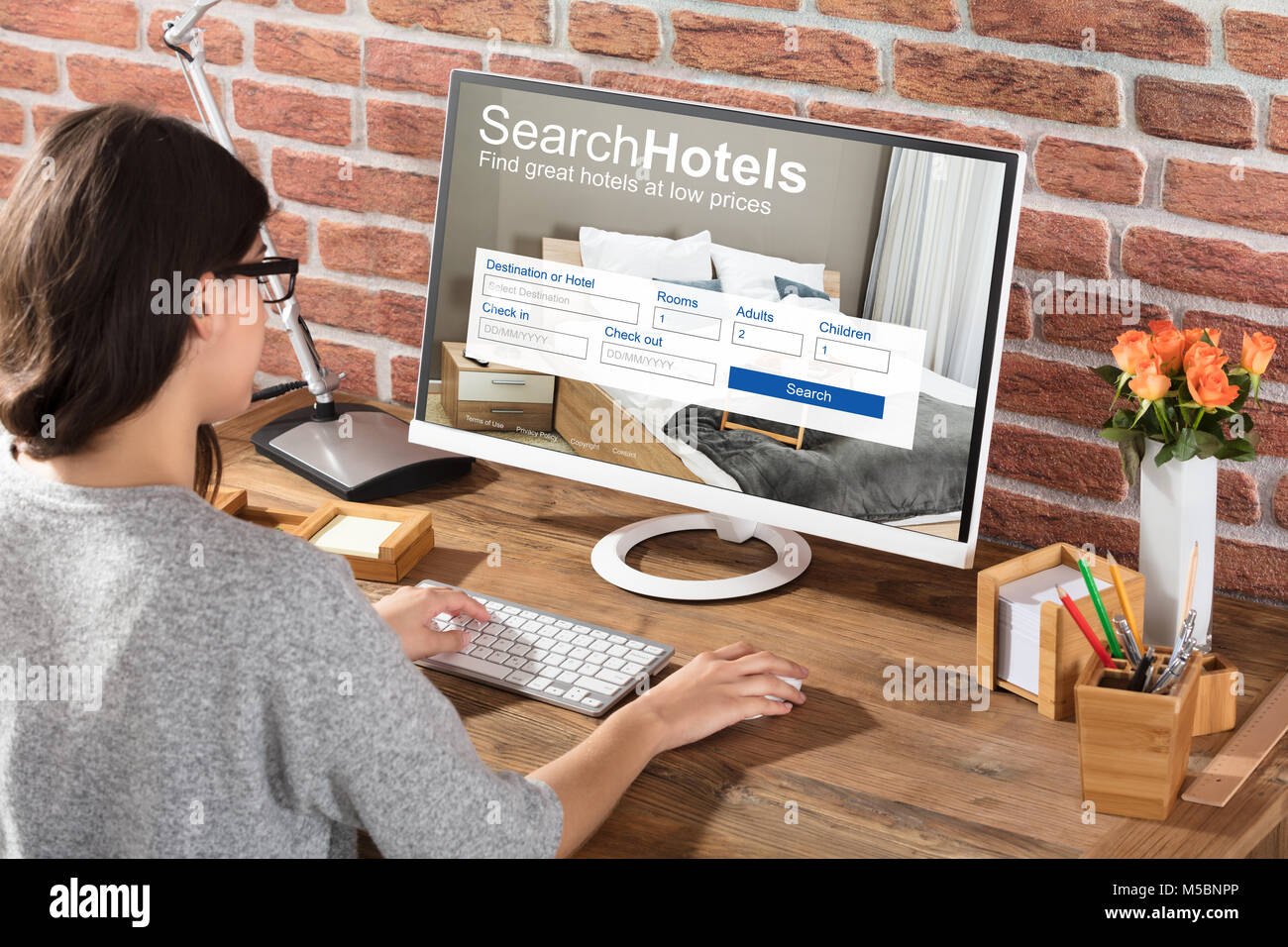 Business woman browsing on computer hi-res stock photography and images ...