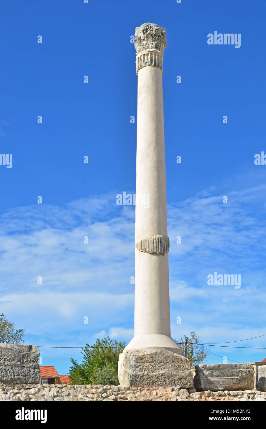 Reconstructed ancient roman column with Corinthian capital set on a ...