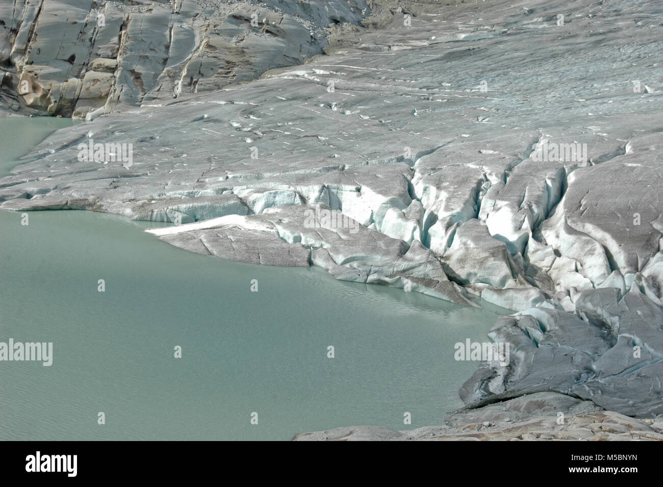 The Rhone Glacier, feeds the source of the River River Rhone in ...
