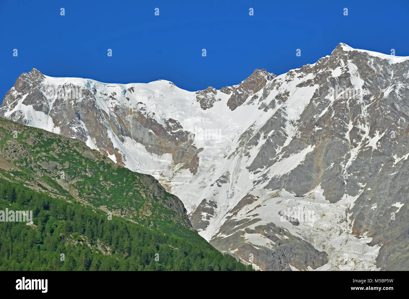 Monte Rosa, the highest mountain in Italy, viewed from Macugnaga at ...
