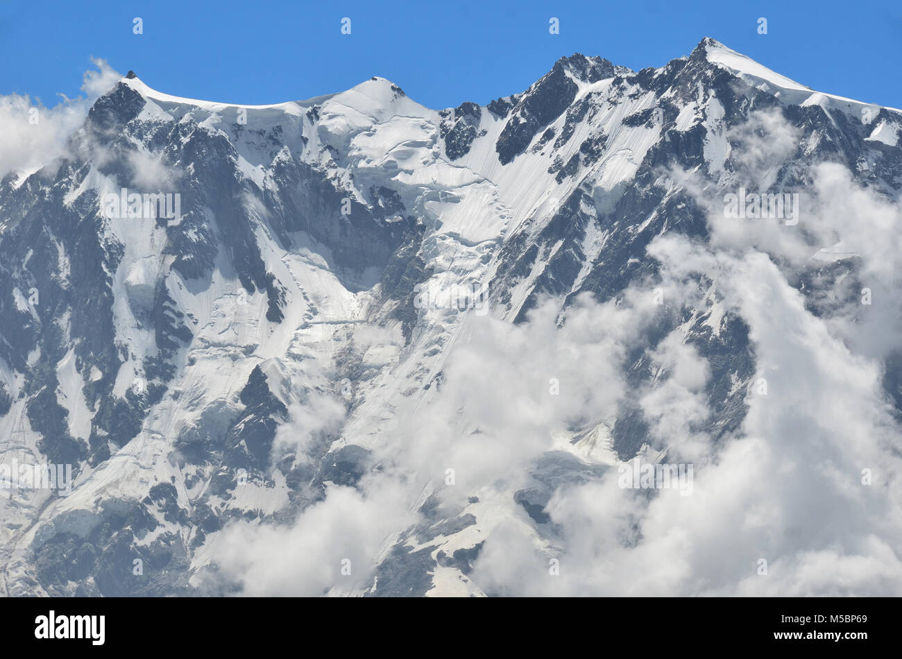 Monte Rosa, the highest mountain in Italy viewed from Macugnaga Stock ...