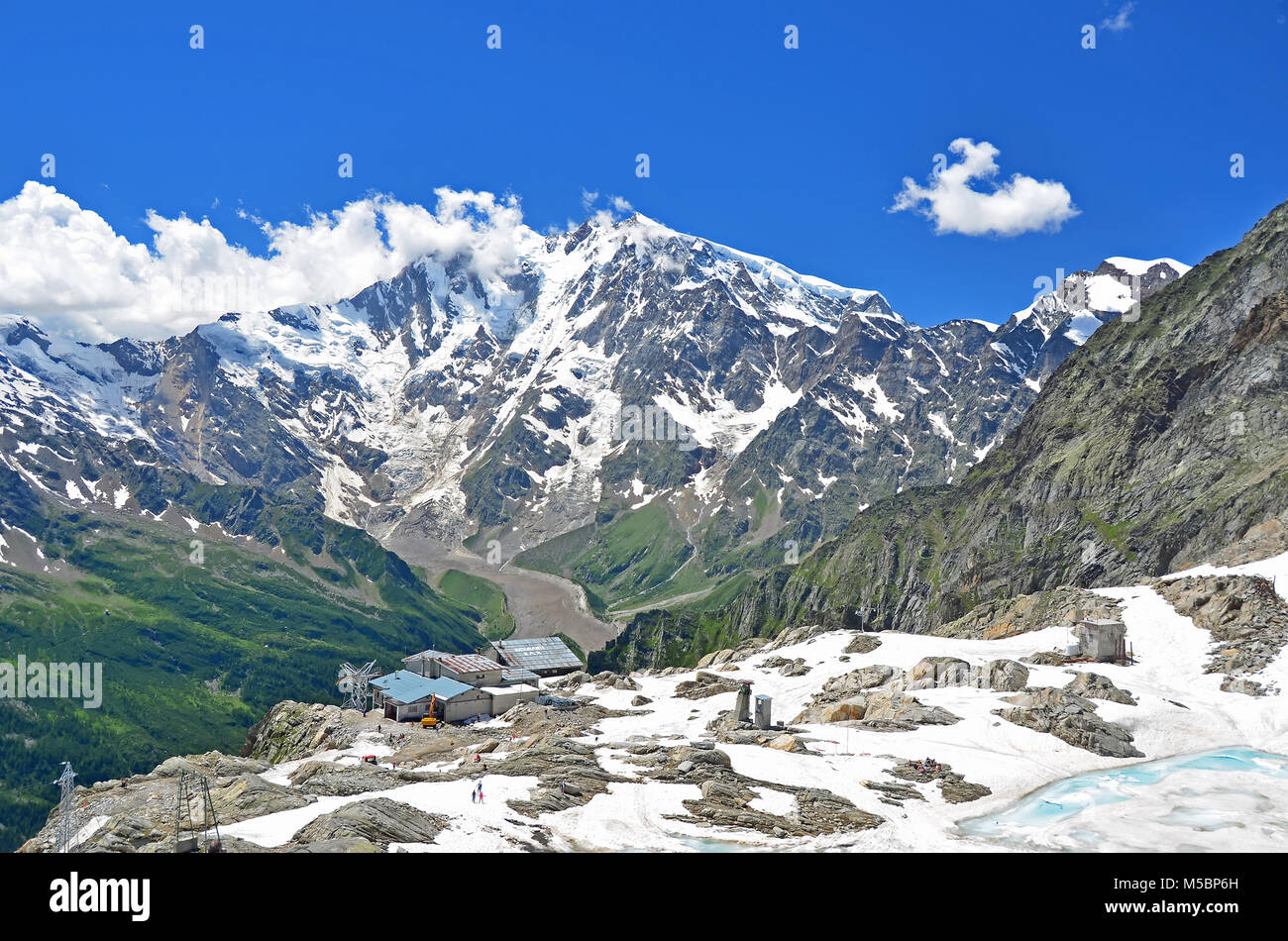 Italy's highest peak, The Monte Rosa, viewed from the Monte Moro Pass ...
