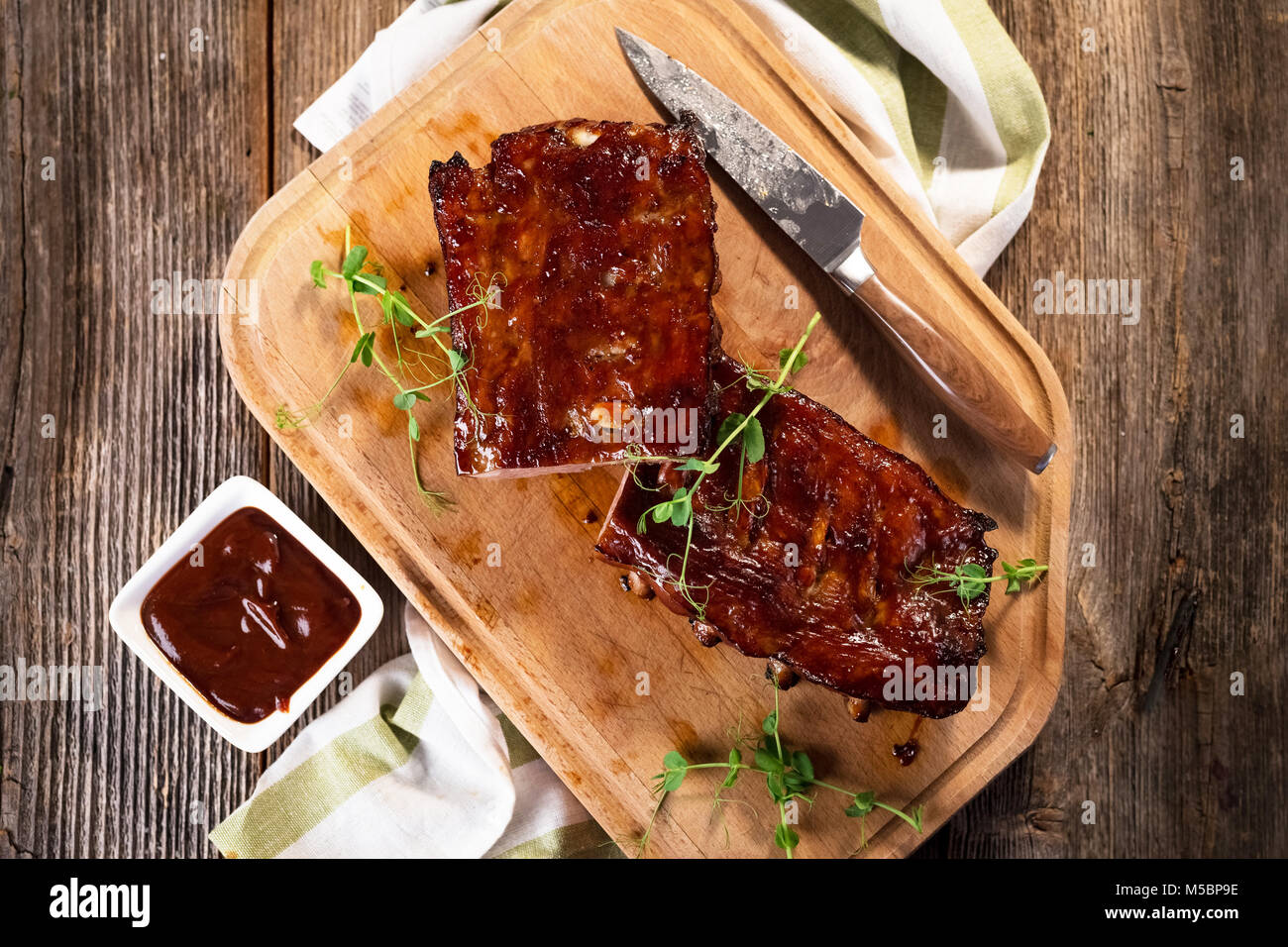 Smoked Barbecue Pork Spare Ribs Stock Photo - Alamy