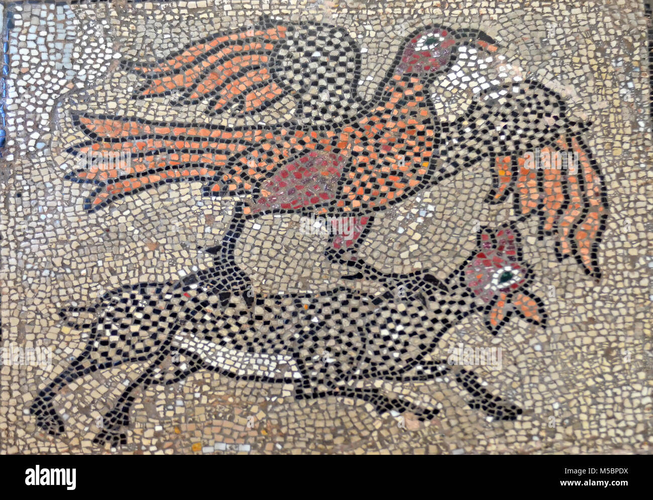 Byzantine mosaic of an eagle attacking a sheep. From the church of St ...