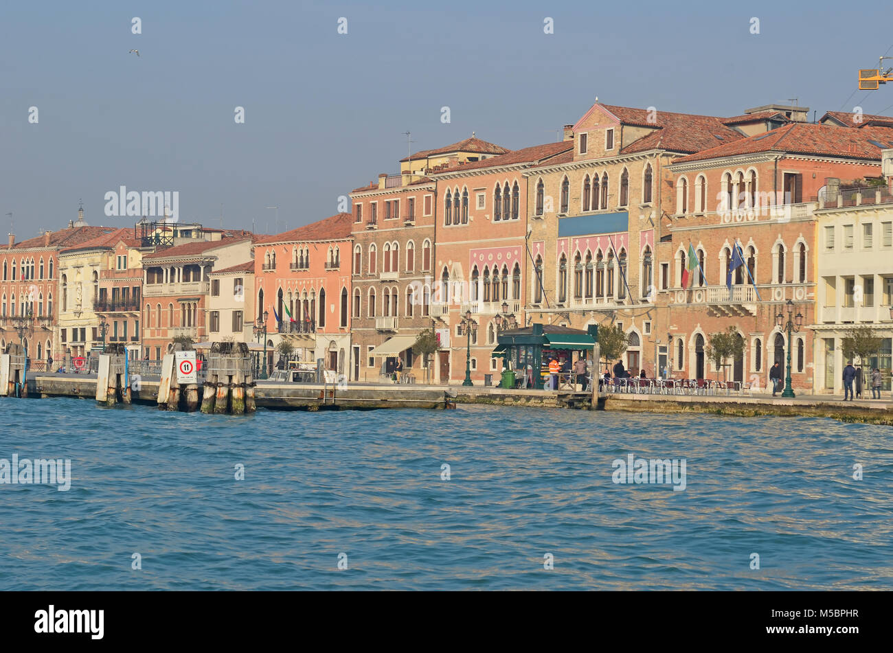 Venice waterfront scene in the Zattere district of Venice, Italy Stock ...