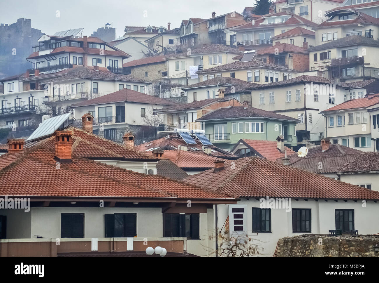 Old houses located in the old part of Ohrid city in Macedonia Stock ...