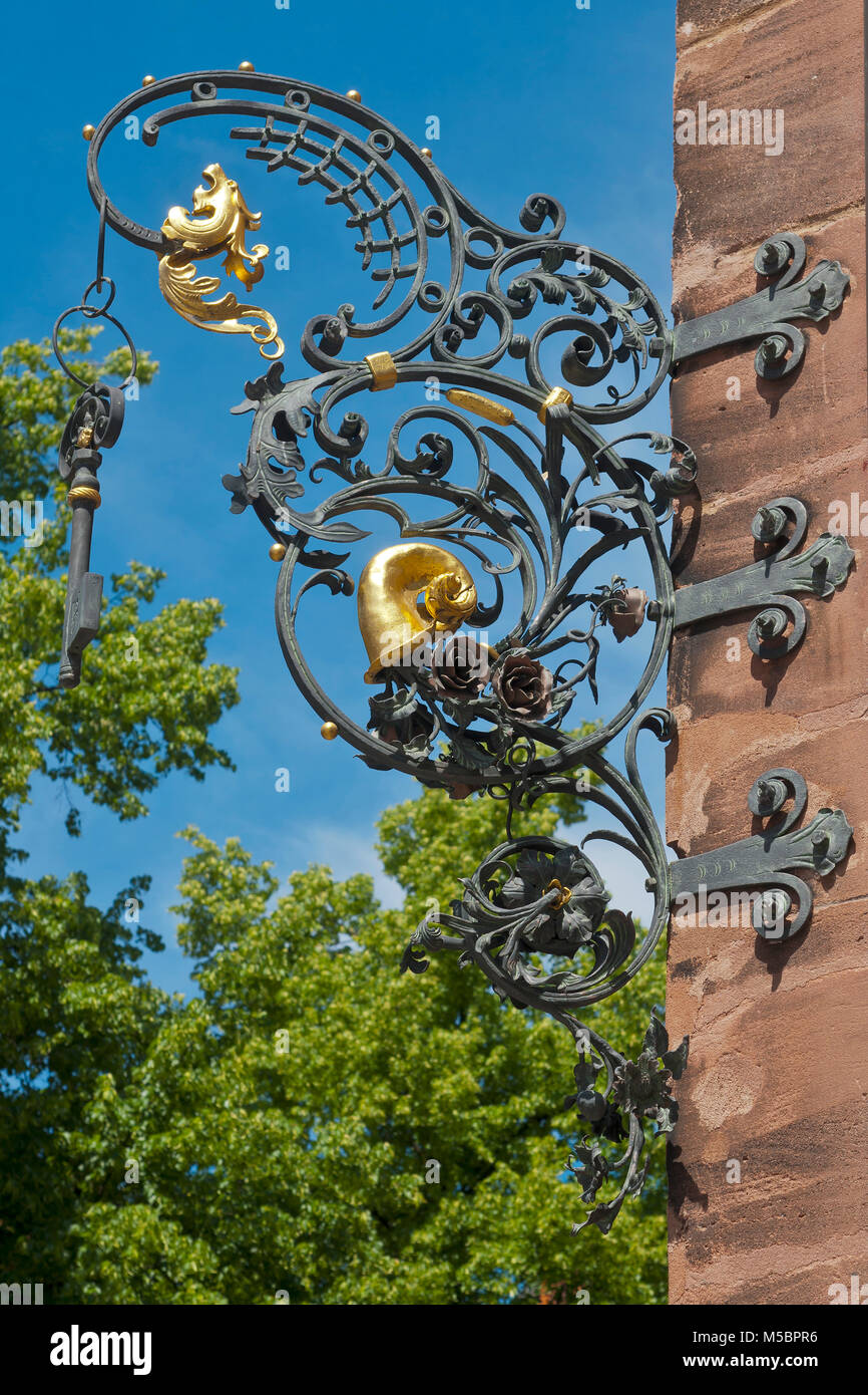 Bavaria, Germany, Nuremberg, place, sign, mythical figure, framework ...