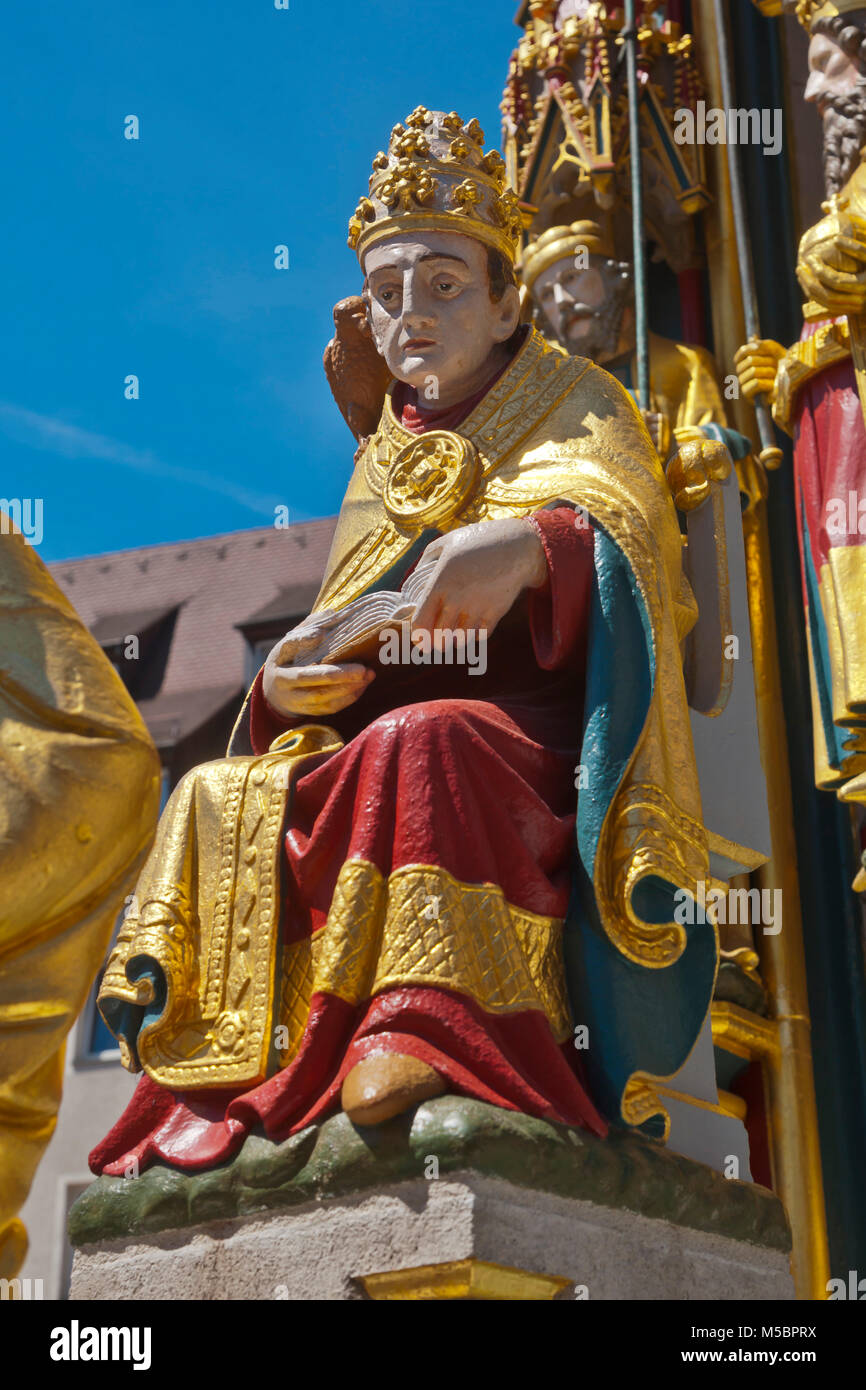 Nuremberg, Germany, Bavaria, nice fountain, place, Gothic, figure ...