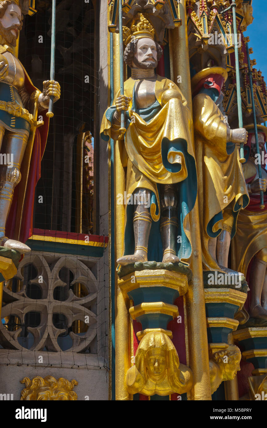 Nuremberg, Germany, Bavaria, nice fountain, place, Gothic, figure ...