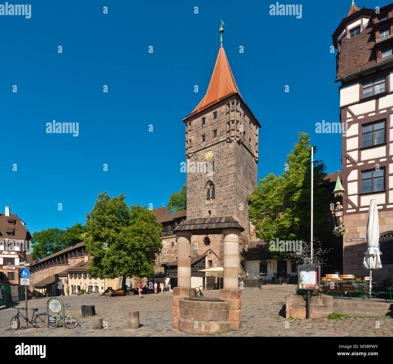 Nuremberg, Germany, Bavaria, place, figure, tower, well *** Local ...