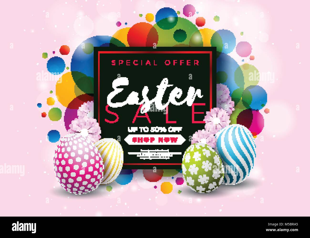 Easter Sale Illustration with Color Painted Egg and Typography Element ...