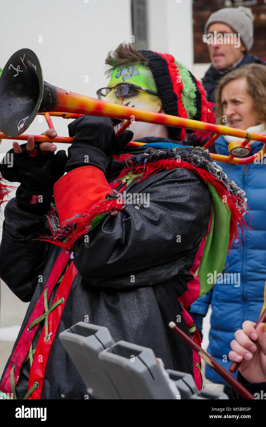 Traditional carnival in Evolene, Val d'Herens, Valais, Swiss Stock ...