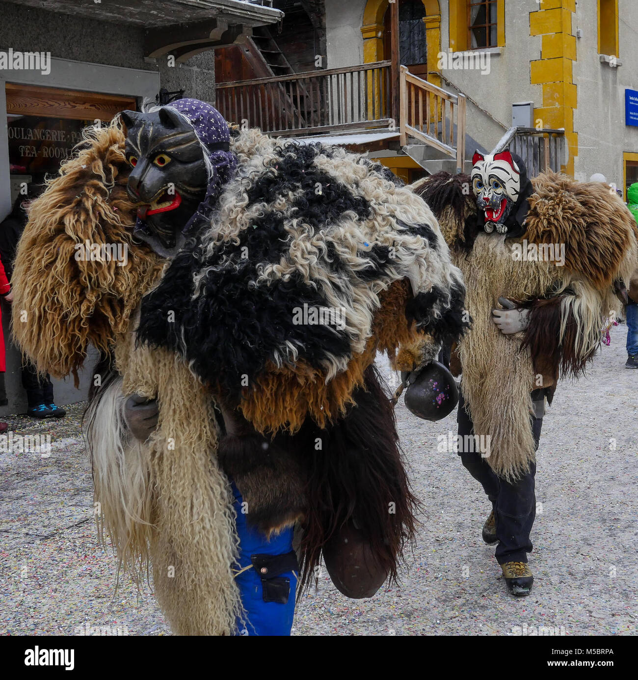 Traditional carnival in Evolene, Val d'Herens, Valais, Swiss Stock ...