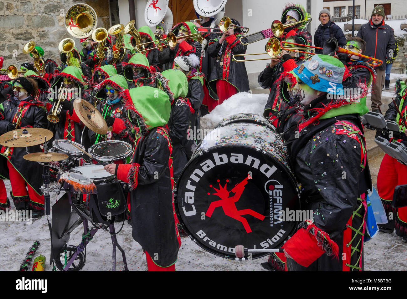 Traditional carnival in Evolene, Val d'Herens, Valais, Swiss Stock ...