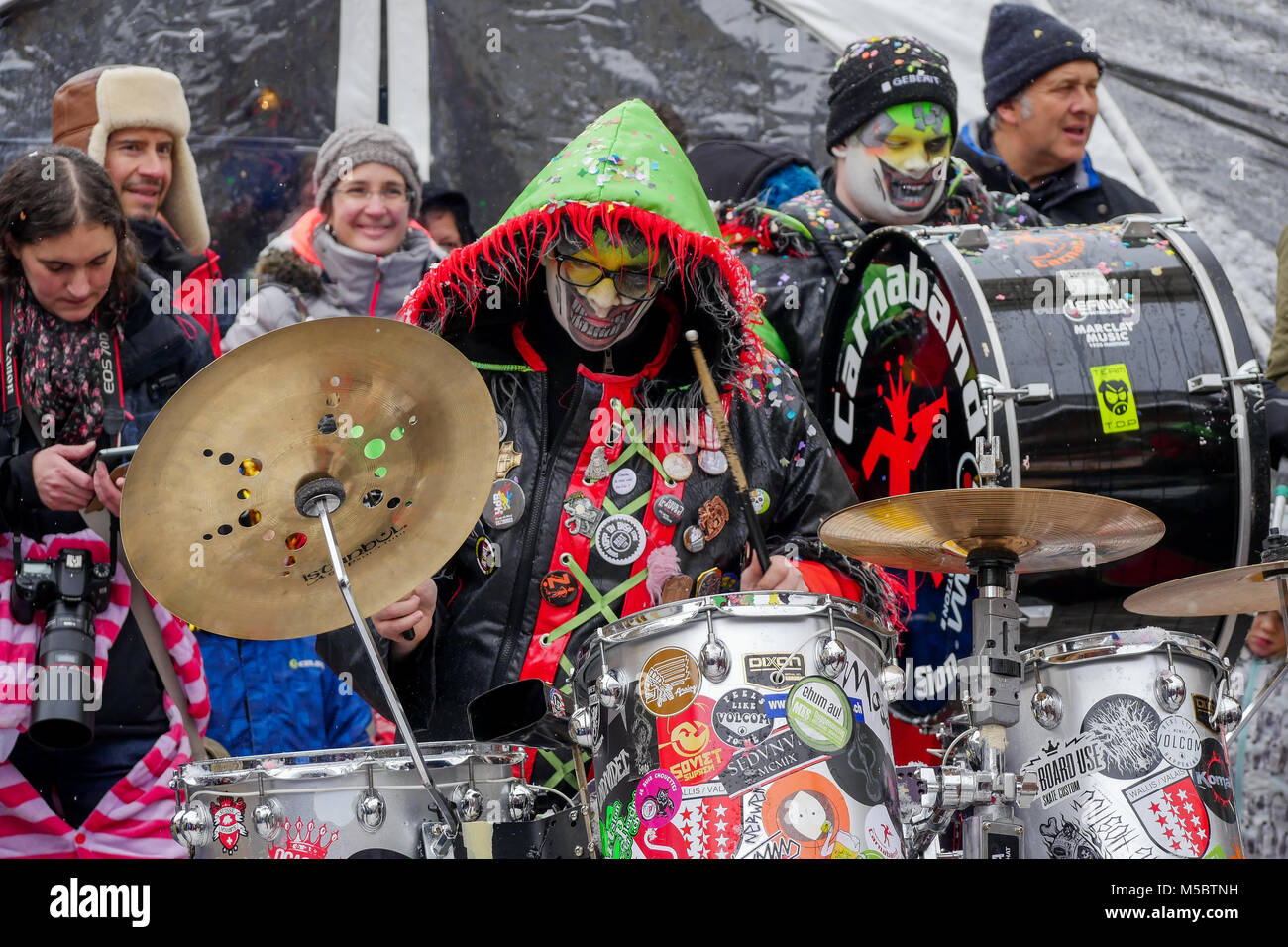 Traditional carnival in Evolene, Val d'Herens, Valais, Swiss Stock ...
