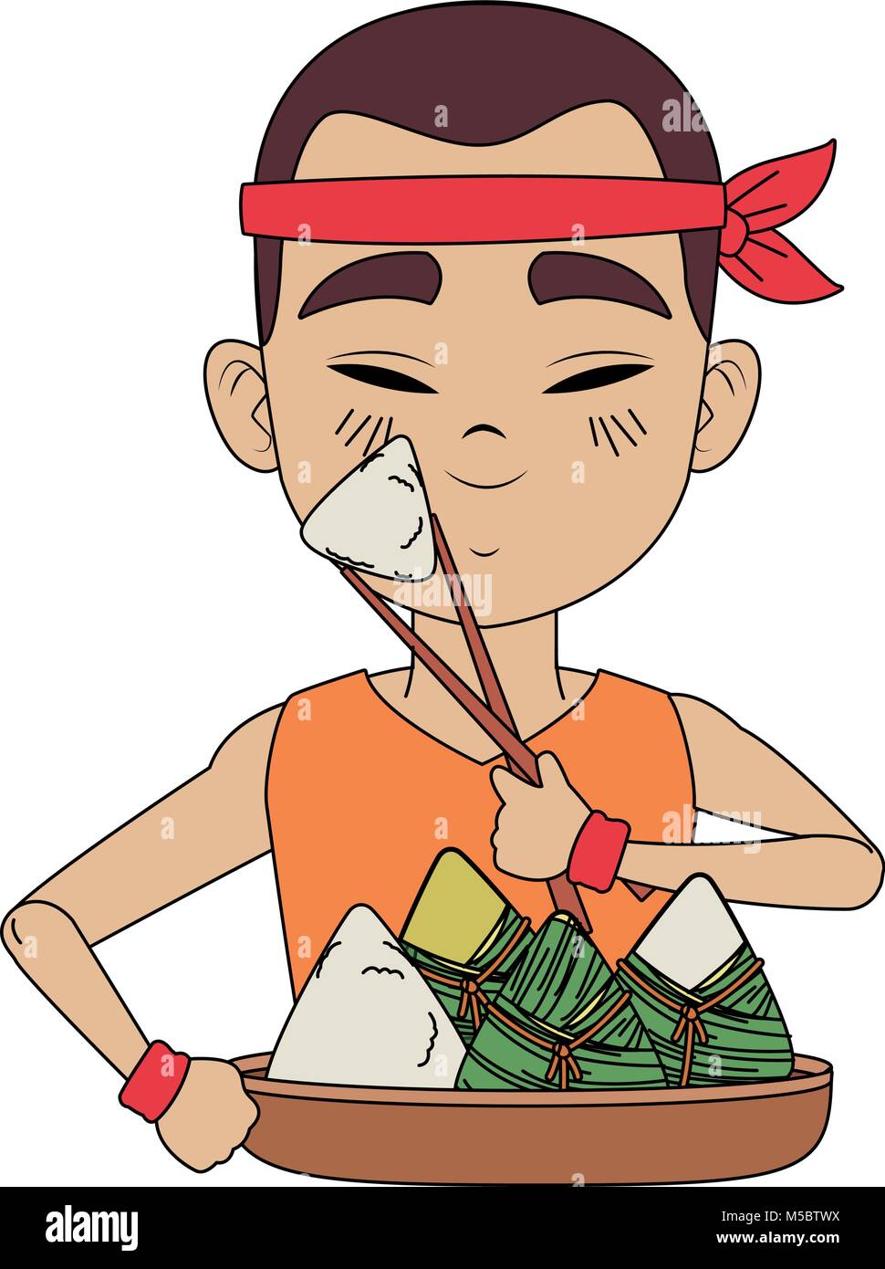 Chinese man eating rice Stock Vector Image & Art - Alamy