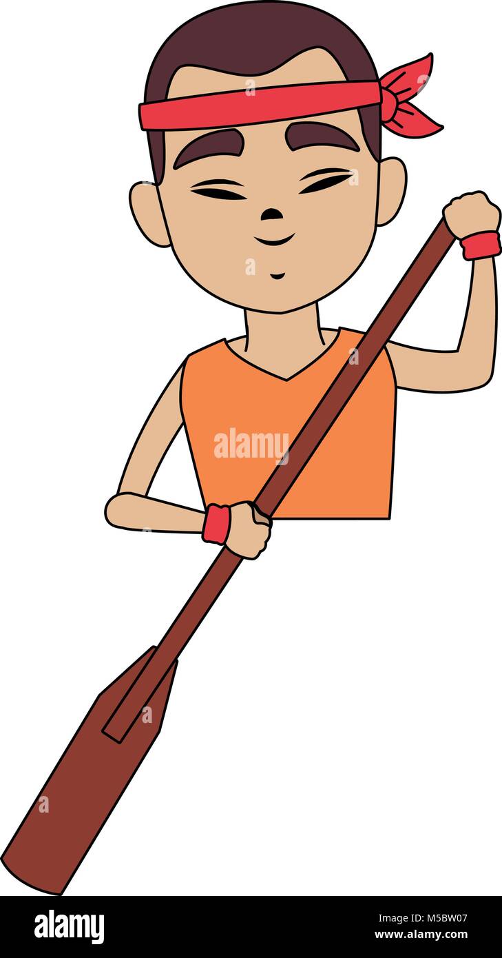 Chinese man with paddle, dragon boat festival Stock Vector Image & Art ...