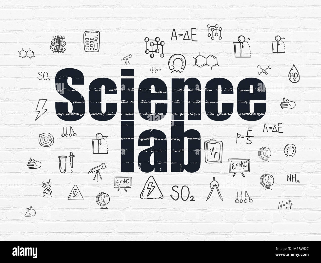 Science concept: Science Lab on wall background Stock Photo - Alamy