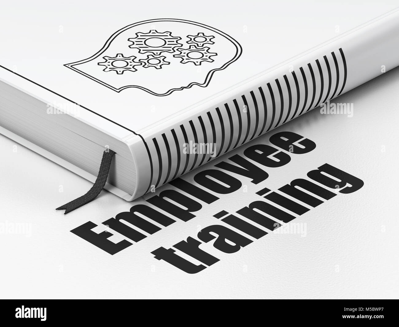 Education concept: book Head With Gears, Employee Training on white ...