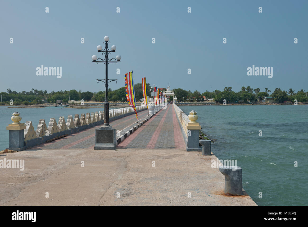 Sri Lanka, Region, Jaffna, Asia, Nainativu Island, flag, bridge Stock ...