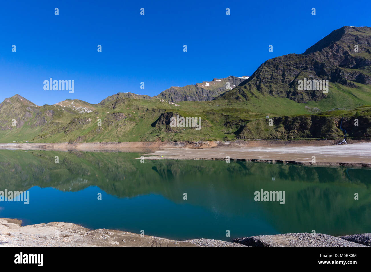 lake Ritom in canton ticino Piora valley with natural mountains Stock ...