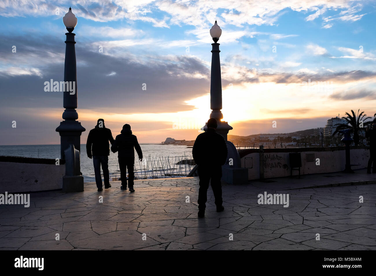 two men holding hands walking on sunset by the sea Stock Photo - Alamy