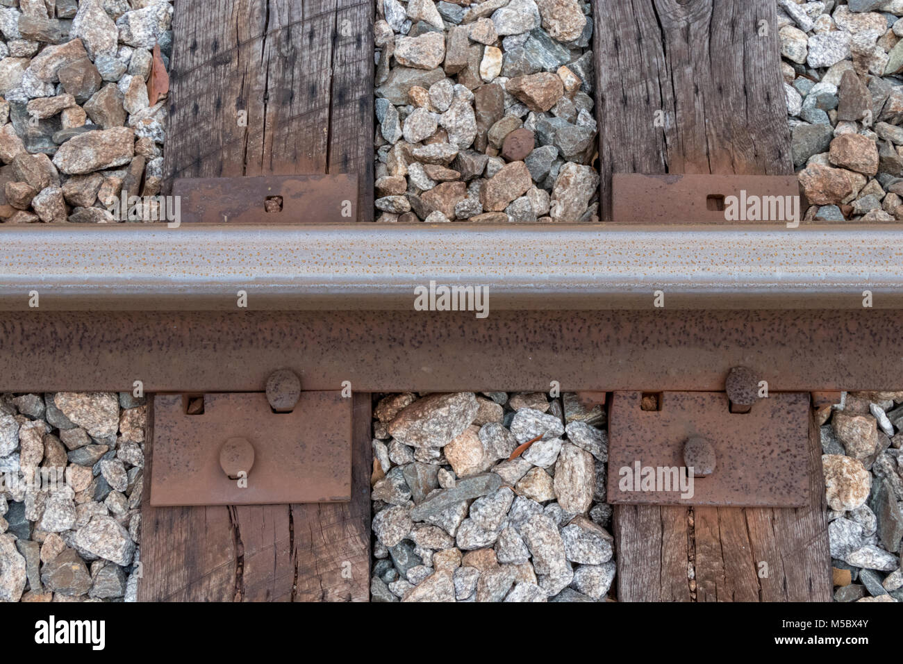 Closup of train tracks Stock Photo - Alamy