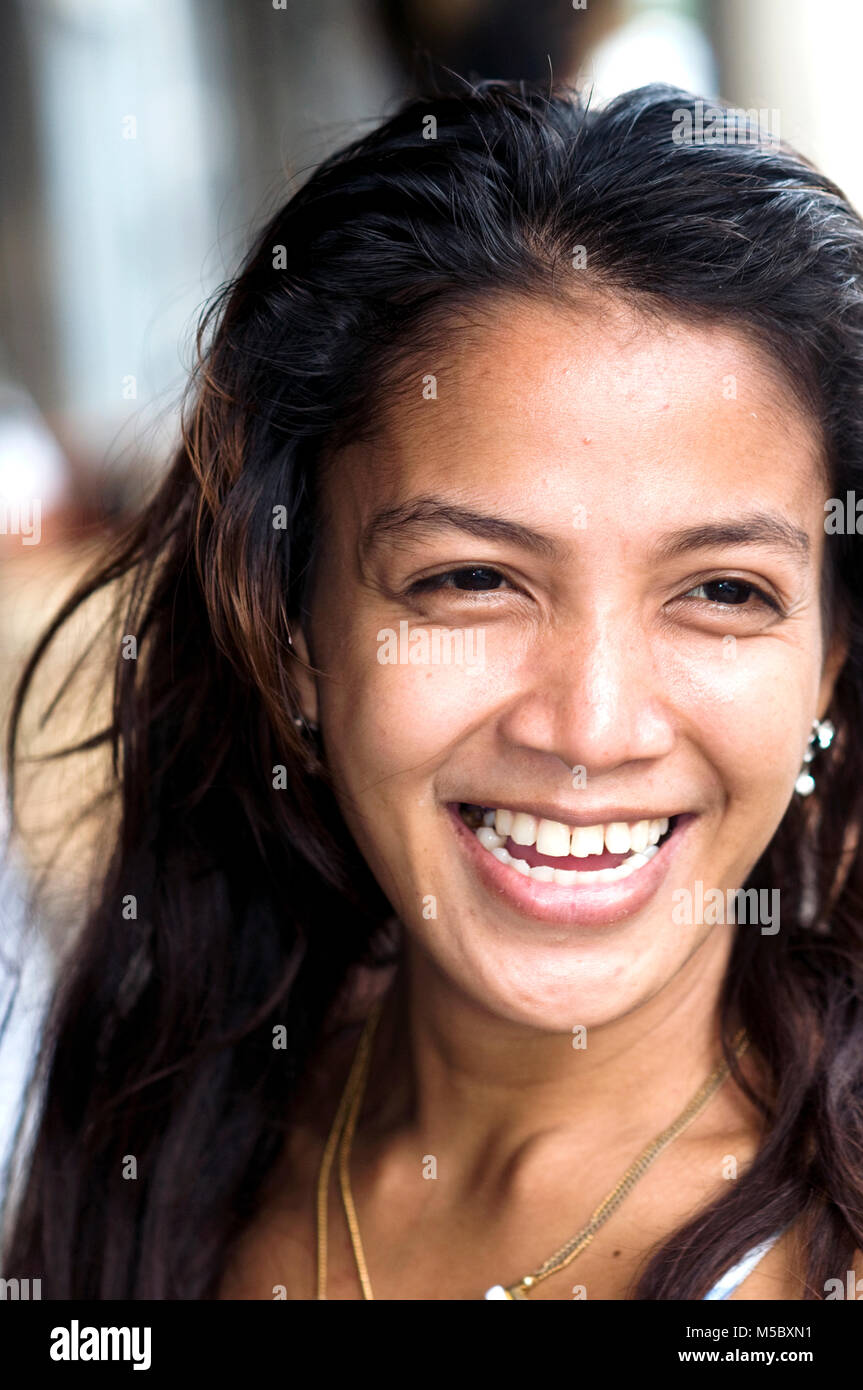 Portrait of a young woman in Downtown Cebu City, Philippines Stock ...