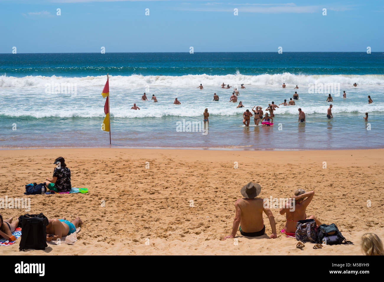 Manly Beach on a summer day with blue sky, Sydney, Australia Stock ...