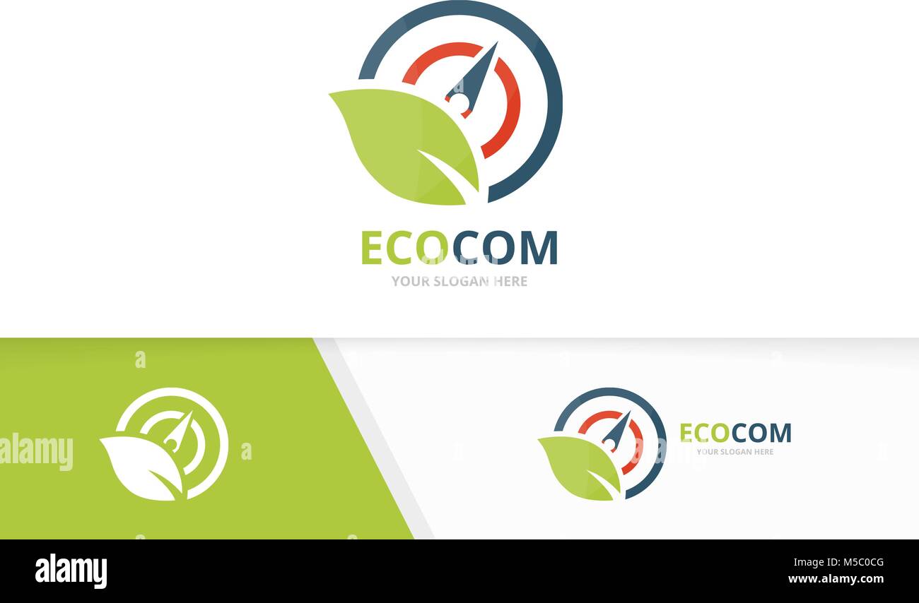 Vector compass and leaf logo combination. Navigation and eco symbol or ...
