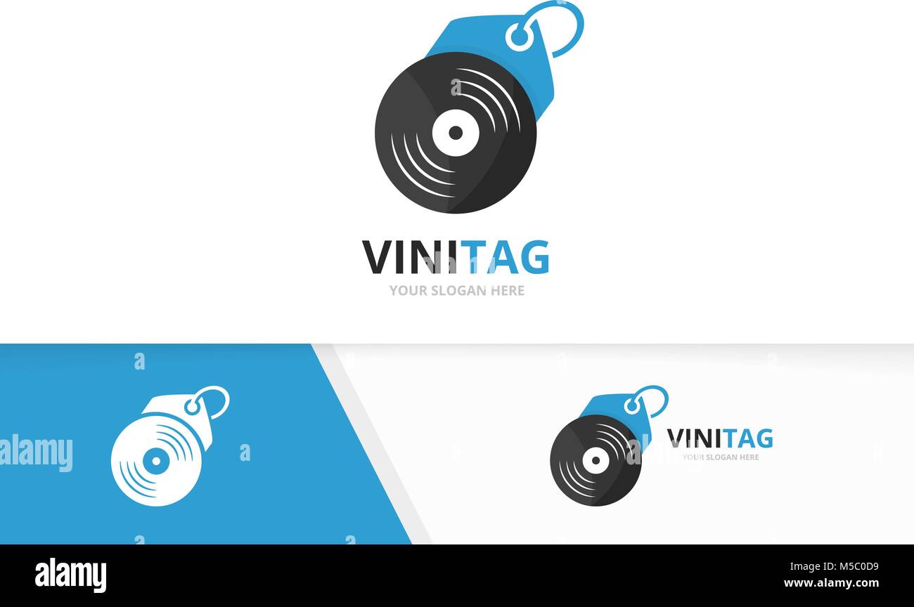 Vector vinyl and tag logo combination. Record and shop symbol or icon ...