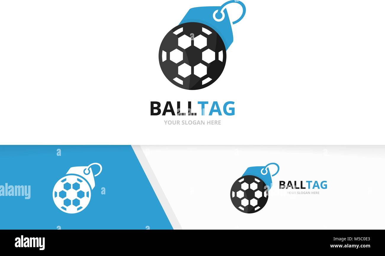 Vector soccer and tag logo combination. Ball and shop symbol or icon ...