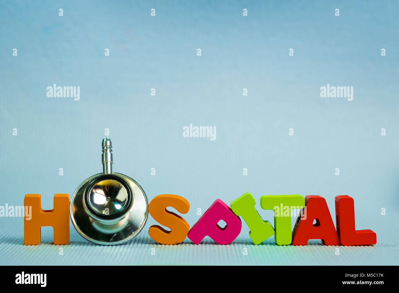 Text hospital alphabet with stethoscope, healthy and health care ...