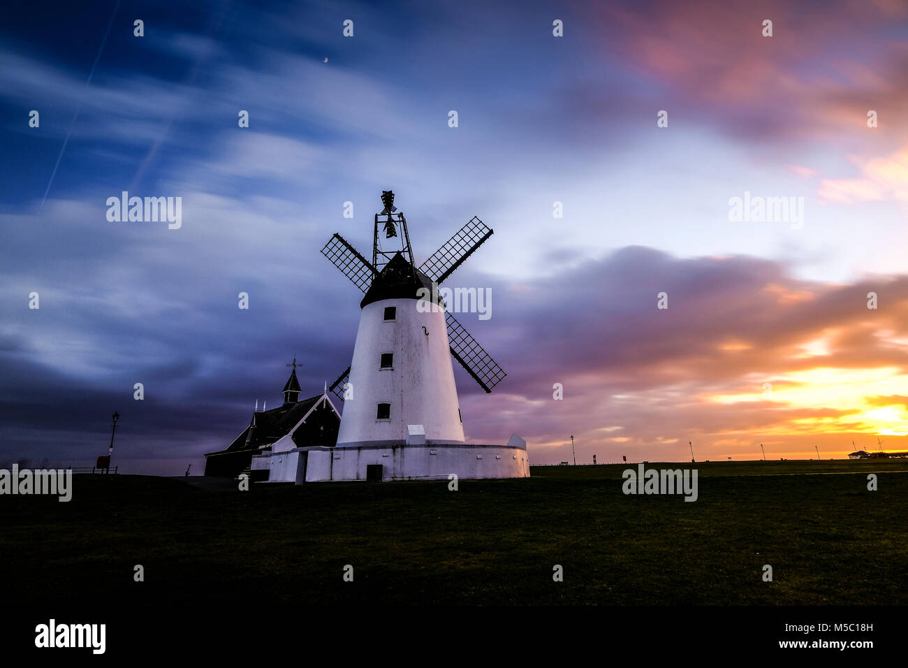 Lytham Windmill at sunset Stock Photo - Alamy