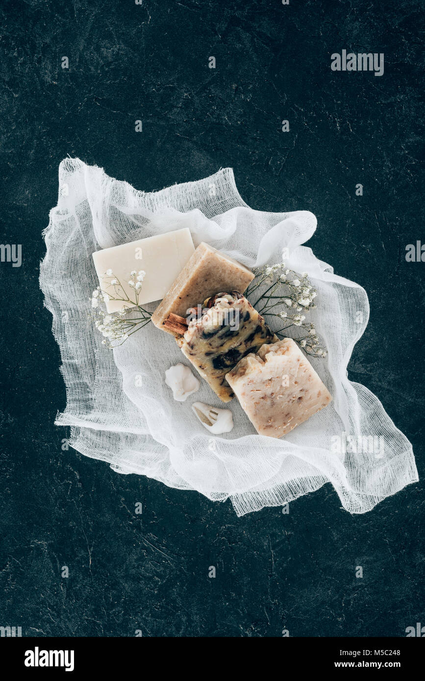 top view of natural homemade soap on gauze Stock Photo - Alamy