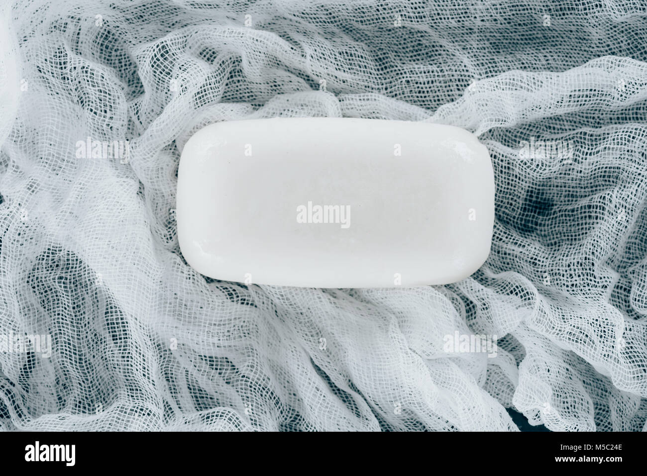 top view of white soap on gauze Stock Photo - Alamy