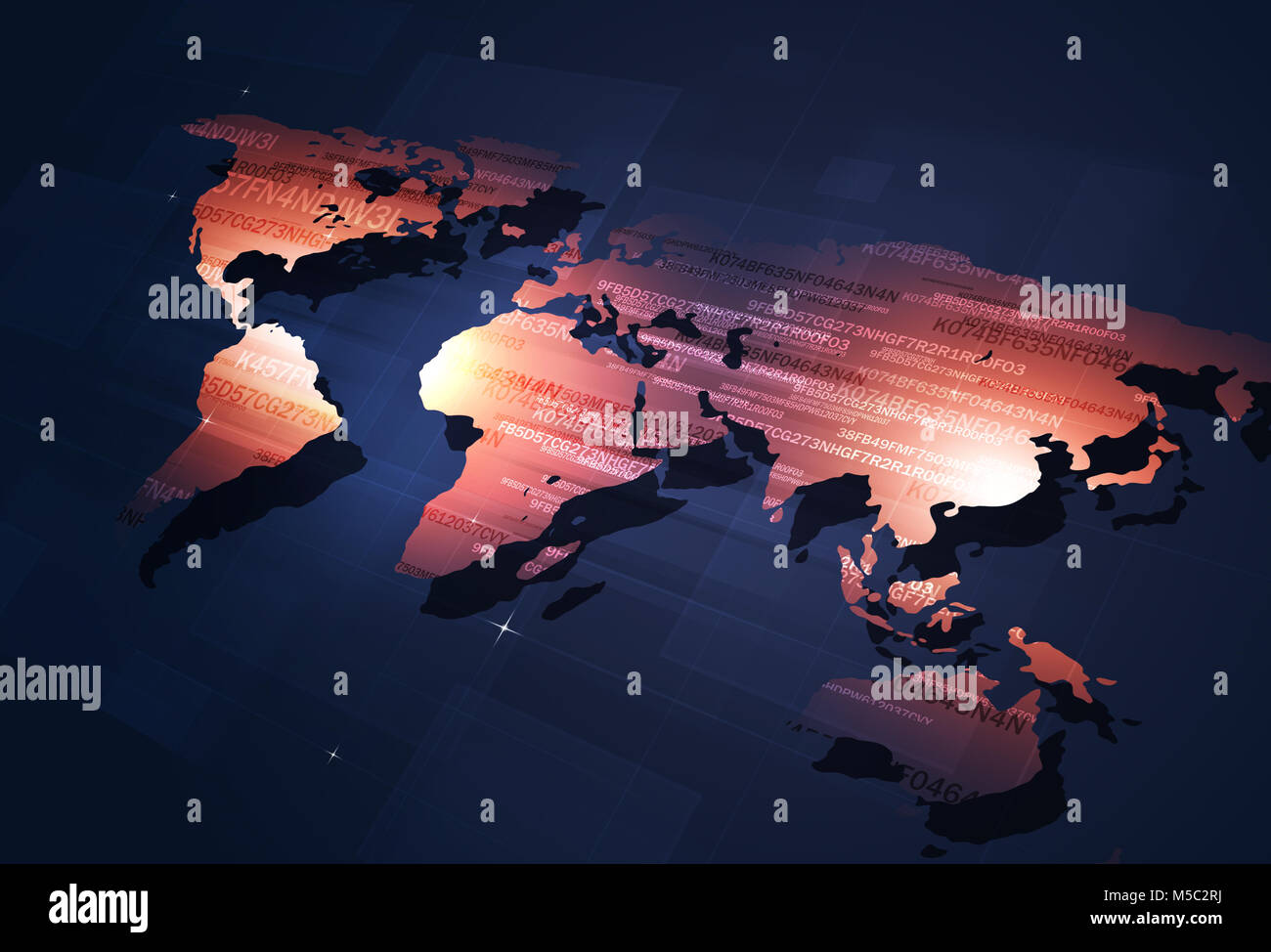 digital coding world map concept internet security background Stock ...