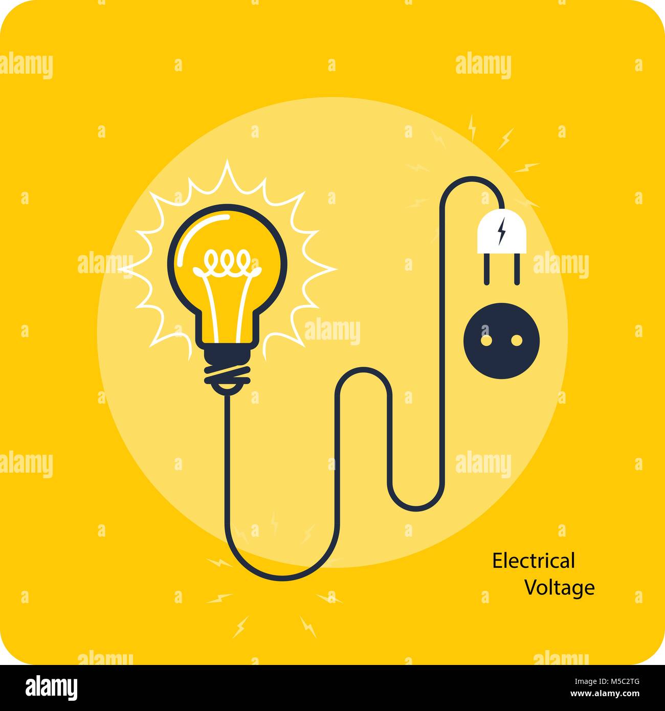 Light bulb with plug on cord - icon, electricity and voltage concept ...